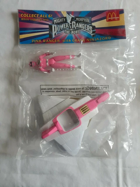 MIGHTY MORPHIN POWER Rangers McDonald's 1995 Toy Pink Ranger w Crane ...