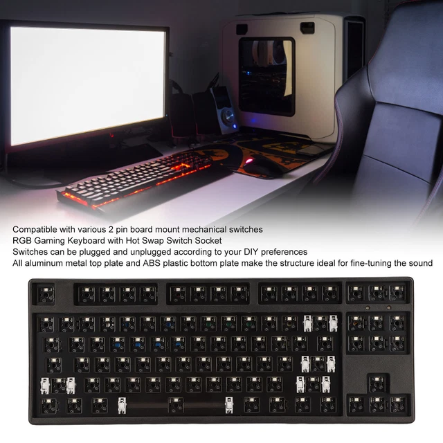 87 KEY RGB Mechanical Keyboard DIY Kit TKL Layout Switch Hot Swap ABS ...