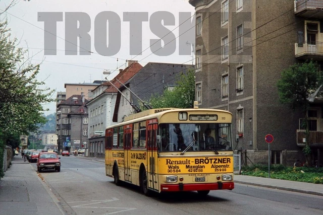 35MM SLIDE AUSTRIA Salzburg Single Decker Trolleybus Obus 103 1982 ...