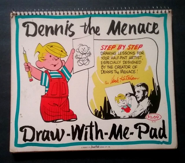 &DENNIS THE MENACE& Vintage 1968 Draw-With-Me-Pad "Hank Ketcham" Comic ...