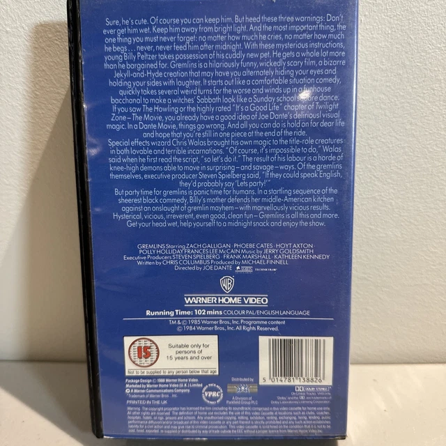 GREMLINS VHS VIDEO Tape Movie Zach Galligan Phoebe Cates Spielberg 1984 ...