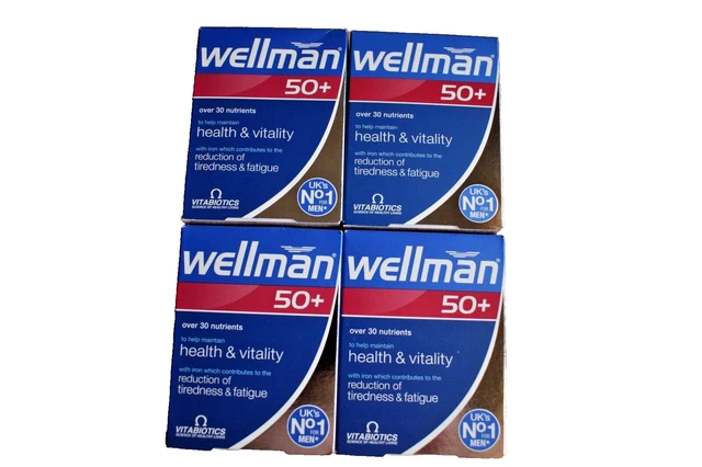 4 X 30 Vitabiotics Wellman 50+ Plus Health Supplement 120 Tablets Exp ...