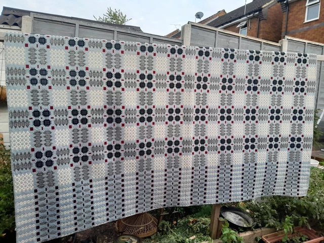 VINTAGE HANDMADE WELSH Wool Reversible Blanket Caernarfon Portcullis ...