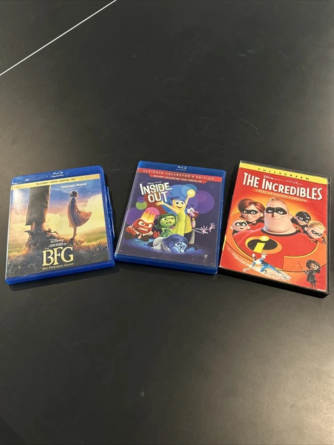 DISNEY DVD LOT Inside Out, Big Friendly Giant& Incredibles-disc 2 only ...