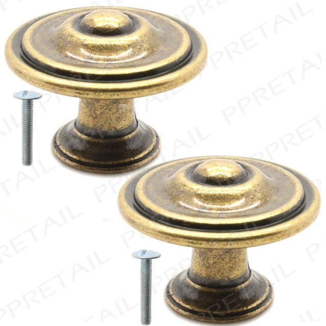 CUPBOARD DOOR KNOBS X2 Solid Brass Antique Drawer Cabinet Handle Hardware Screws £6.09 - PicClick UK