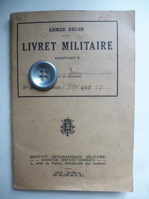 LIVRET MILITAIRE D'UN soldat classe 1950 du 11° Régiment Artillerie Armée Belge EUR 12,90 ...