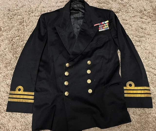 POST WW2 BRITISH Royal Navy RN Commanders Officers Uniform Tunic Named ...
