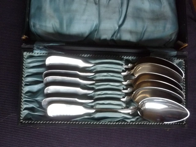 WMF AUGSBURGER FADEN Silber 6 Menülöffel 20,7 cm antik Punze: Geweih Besteck OVP EUR 63,50 ...