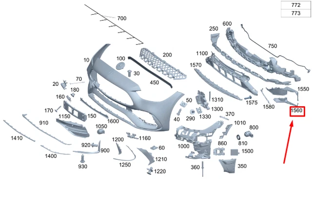 MERCEDES-BENZ C W206 Front Left Lower Air Duct Segment A2068856904 NEW ...