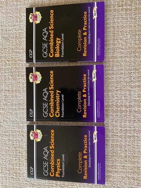 GCSE AQA COMBINED Science Physics Chemistry Biology Revision 3 x Books ...