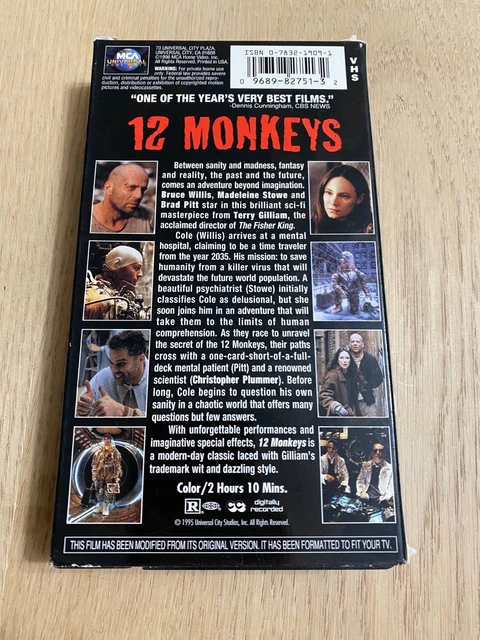 12 MONKEYS VHS Bruce Willis Brad Pitt Terry Gilliam Insane Asylum ...