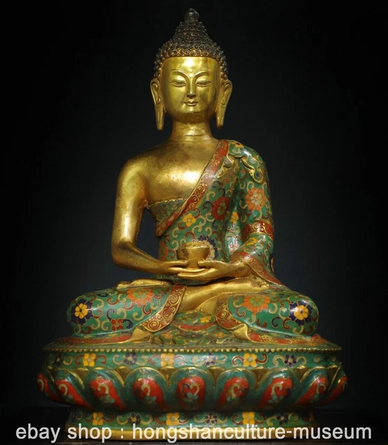 ANTICA STATUA DEL Buddha Shakyamuni Amitabha bronzo cinese 18 EUR 1.761 ...