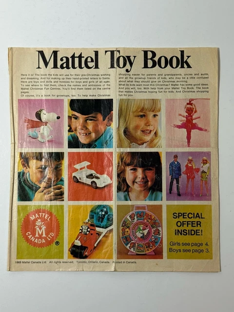 VINTAGE 1969 MATTEL Toy Book Catalogue Mattel Canada Newspaper Insert ...