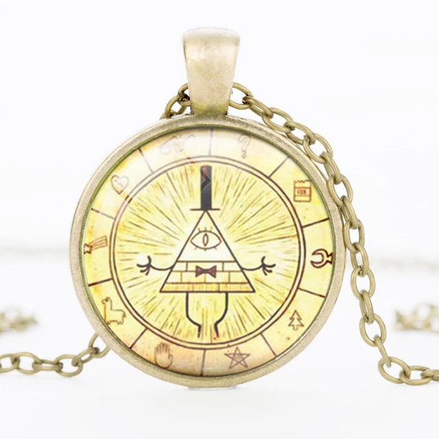 VINTAGE DRAMA GRAVITY Falls Mysteries Bill Cipher Wheel Necklace Chain ...