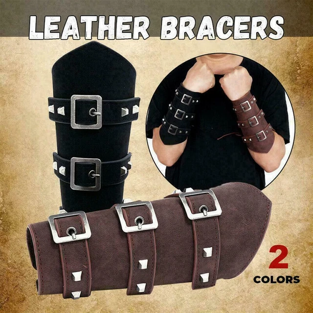 MEDIEVAL MEN COSPLAY Leather Armor Lace Up Knight Bracer H5J0 Wristband ...