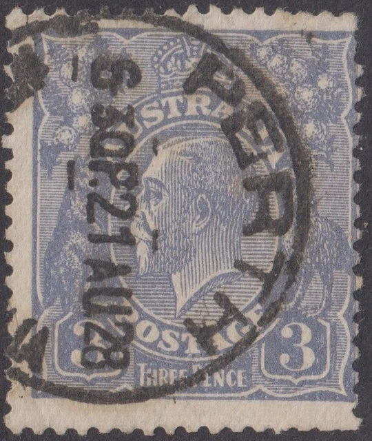 PERTH 1928 WESTERN Australia postmark KGV SMC 3d blue (CV $20) WA W.A ...