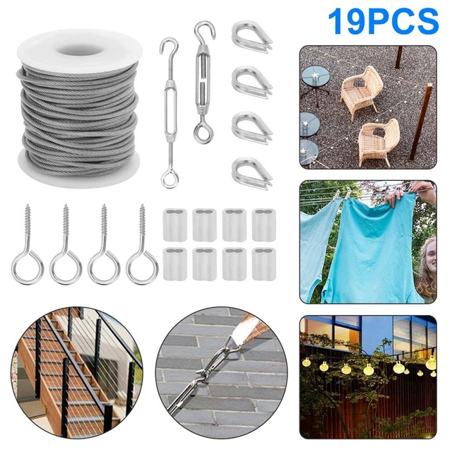 15M STAINLESS STEEL Garden Wire Cable Railing Rope Turnbuckle Wire Tensioner UK £7.29 - PicClick UK