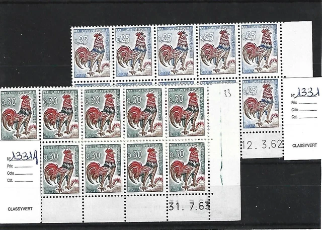 TIMBRES DE FRANCE neufs coins datés Coq de Decaris 1331 et 1331A EUR 10 ...