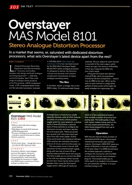 SOUND-ON-SOUND MAGAZINE TEST Overstayer Mas Model 8101 Distortion ...