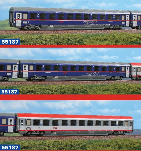 ACME SET ART. 55187 3 carrozze Bmz NightJet OBB EN 295/40295 Ep. VI H0 ...