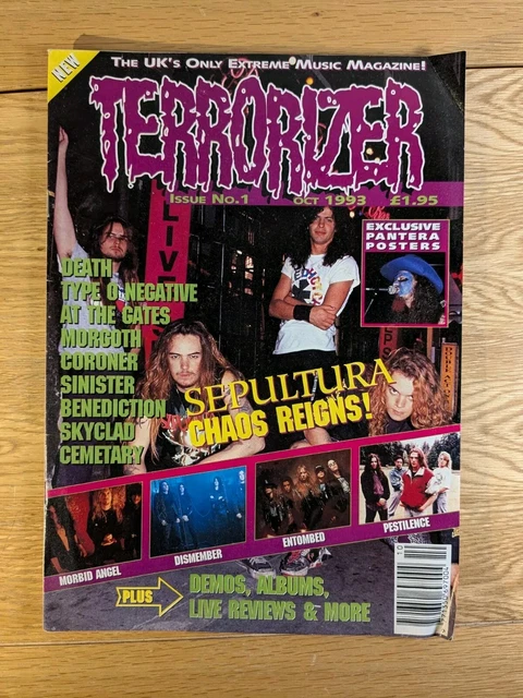 TERRORIZER MAGAZINE ISSUE 1 October 1993 Sepultura, Entombed Pantera £ ...