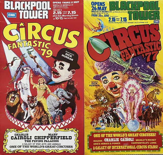 CHARLIE CAIROLI, BLACKPOOL Tower Circus, 2 Original Box Office Cards ...