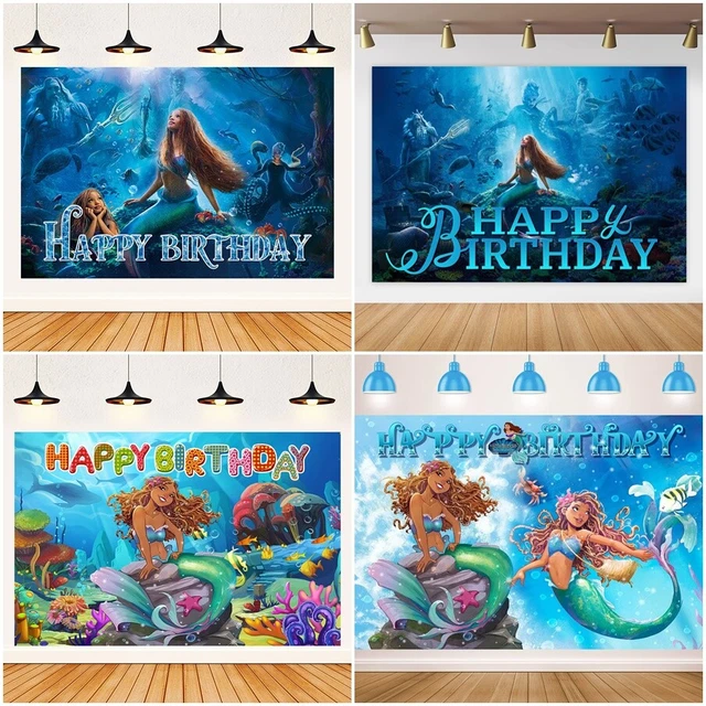 DISNEY THE LITTLE Mermaid Birthday Backdrop Photo Background Party ...
