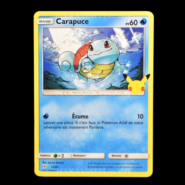 CARTE POKÉMON 17/25 Carapuce 60 PV Promo 25 Ans NEUF FR EUR 2,90 ...