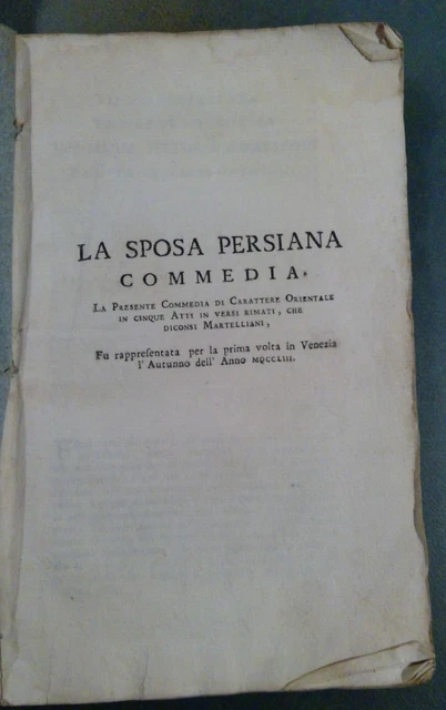 CARLO GOLDONI 1775 La Sposa Persiana - Commedia - Venezia EUR 20,00 ...