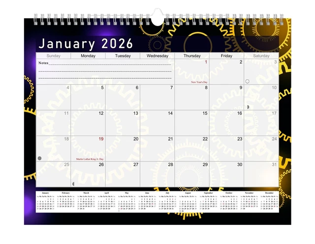 2025 - 2026 Monthly Spiral-Bound Wall / Desk Calendar - 18 Months ...