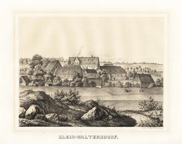 KLEINWALTERSDORF FREIBERG ERZGEBIRGE Sachsen Lithographie Poenicke 1860 ...