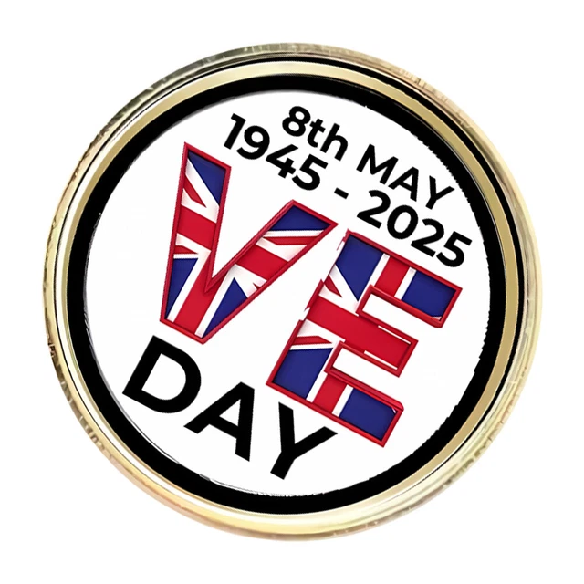 VE DAY 80TH Anniversary 1945-2025 Emblem Pin Round Aolly for Hat Suit £ ...