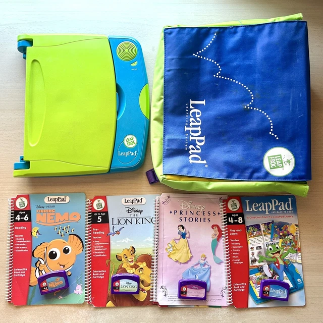 LEAP FROG LEAPPAD Learning System + 4 Books with Cartridges + Carry ...