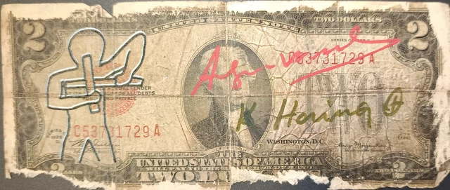 KEITH HARING ANDY Warhol Banconota Disegno Serigrafia Firmata Certificata EUR 500,00 - PicClick IT
