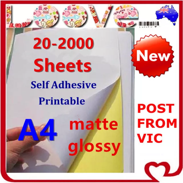 A4 SELF ADHESIVE Sticker Paper Sheet Label Laser Inkjet Print Mailing ...