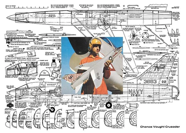 MODEL AIRPLANE PLANS (UC): Crusader F8U 27" Super-Scale Dyna-Jet Model ...