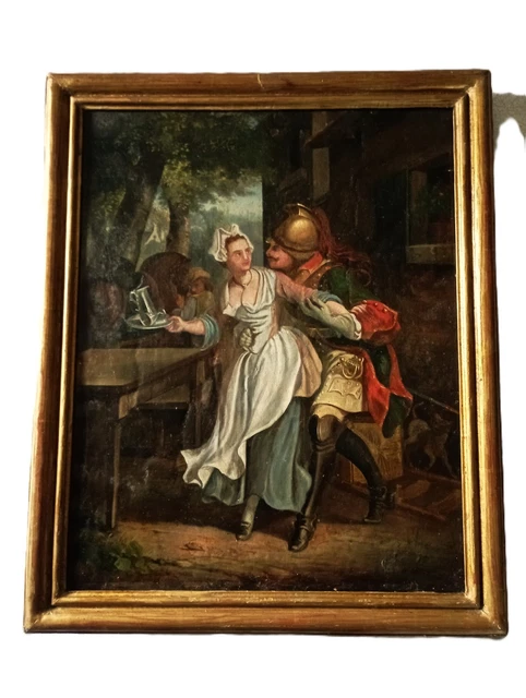 RARE ANCIEN PEINTURE tableau empire soldat xviii éme 18 éme 19 éme xix ...