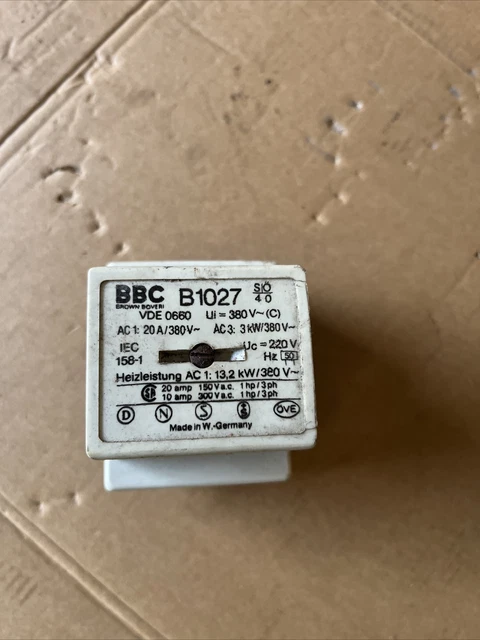 LEISTUNGSSCHÜTZ BBC B1027 VDE 0660 AC 1: 20A/380V AC 3 Kw Contactor Schütz 4x20A EUR 25,00 ...