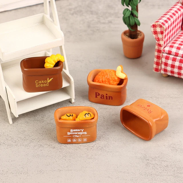 1/12 DOLLHOUSE MINI Bread Basket Dollhouse Kitchen Food Storage Baskets ...