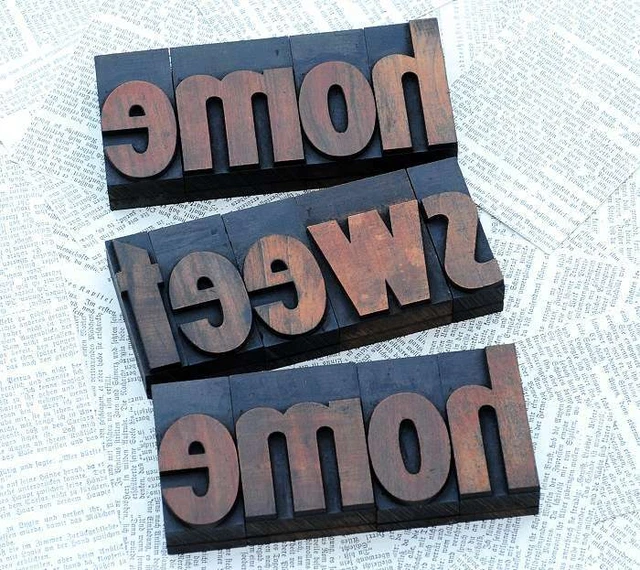 HOME SWEET HOME caractères d'imprimerie en bois anciens typographie ...