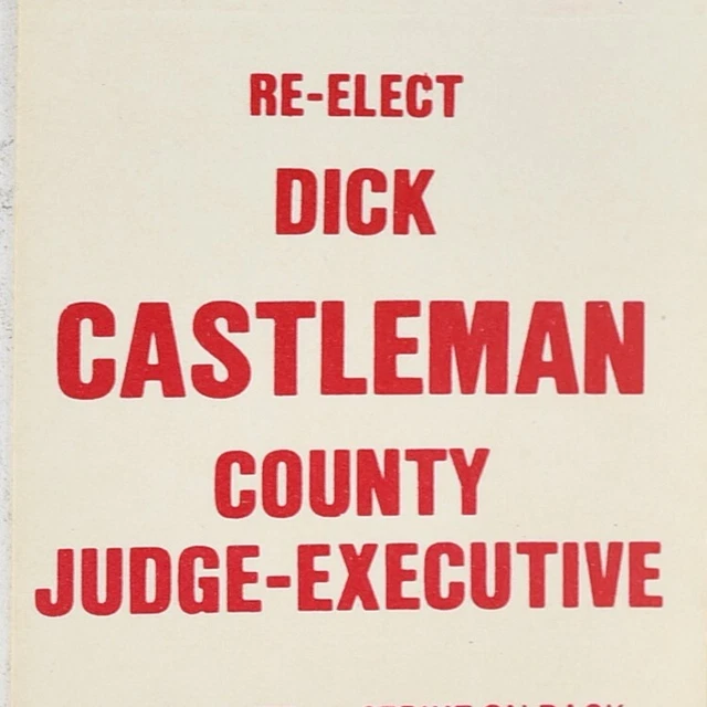 1970S RICHARD G. Dick Castleman Graves County Judge Executive Mayfield ...