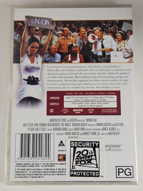 NORMA RAE DVD Sally Field (New & Sealed) Region 4 $19.99 - PicClick AU