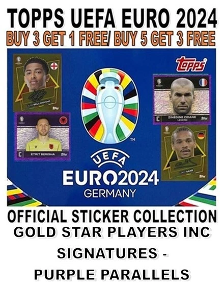 TOPPS EURO 2024 Germany Sticker Collection Star Player Signature Purple ...