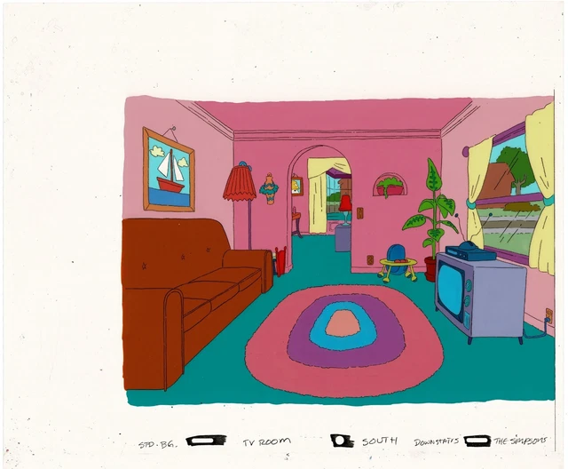SIMPSONS ORIGINAL PRODUCTION Animation Background Cel of the Living ...