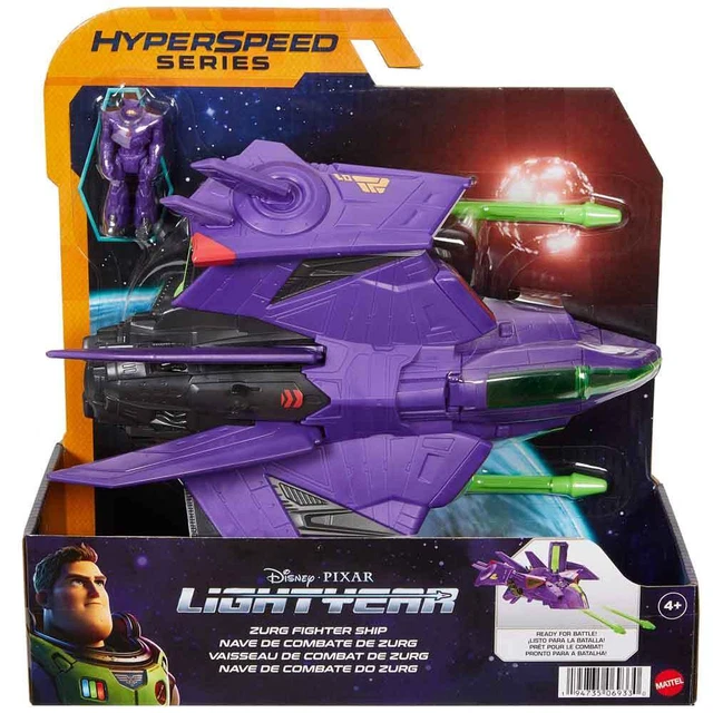 DISNEY PIXAR LIGHTYEAR Hyperspeed Series Zurg Fighter Ship with Pilot ...