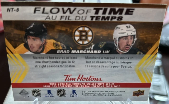 2022-23 TIM HORTON’S Flow of Time #NT-6 Brad Marchand Boston Bruins $7. ...