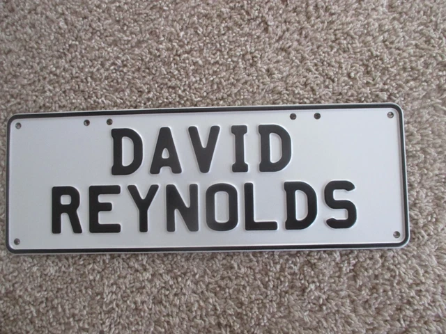 &DAVID REYNOLDS & V8 SUPERCARS MINT NUMBER PLATE / Black on white plate ...