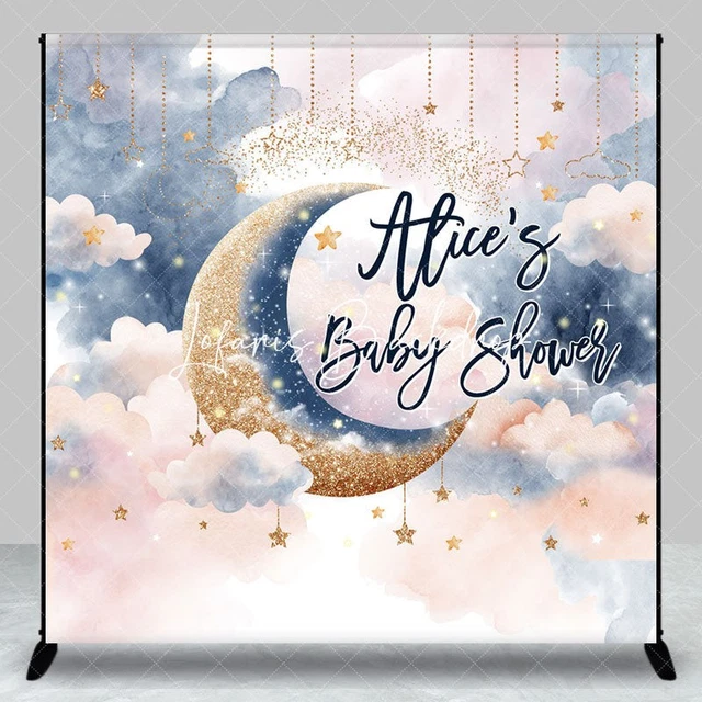 MOON NIGHT STARS Custom Name Baby Shower Backdrop $37.84 - PicClick AU