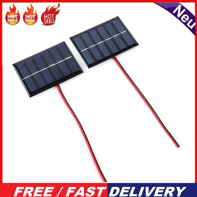 2 PCS SOLAR Panel 1W 3V 100MA Solar Cell with Cable for 2-3V Battery ...