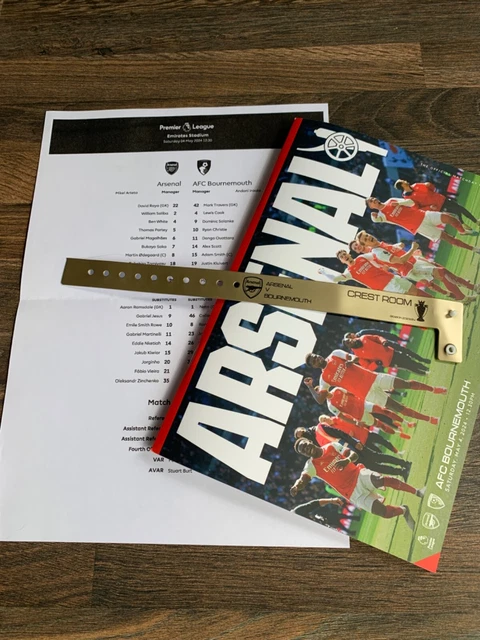 ARSENAL V BOURNEMOUTH Programme / team sheet / hospitality pass £1.00 ...